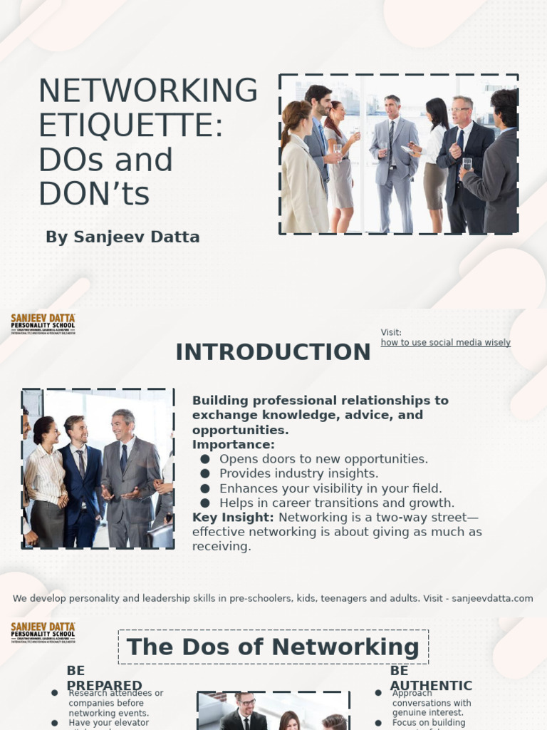 Networking Etiquette Dos and Donts | PDF | Conversation | Social Psychology