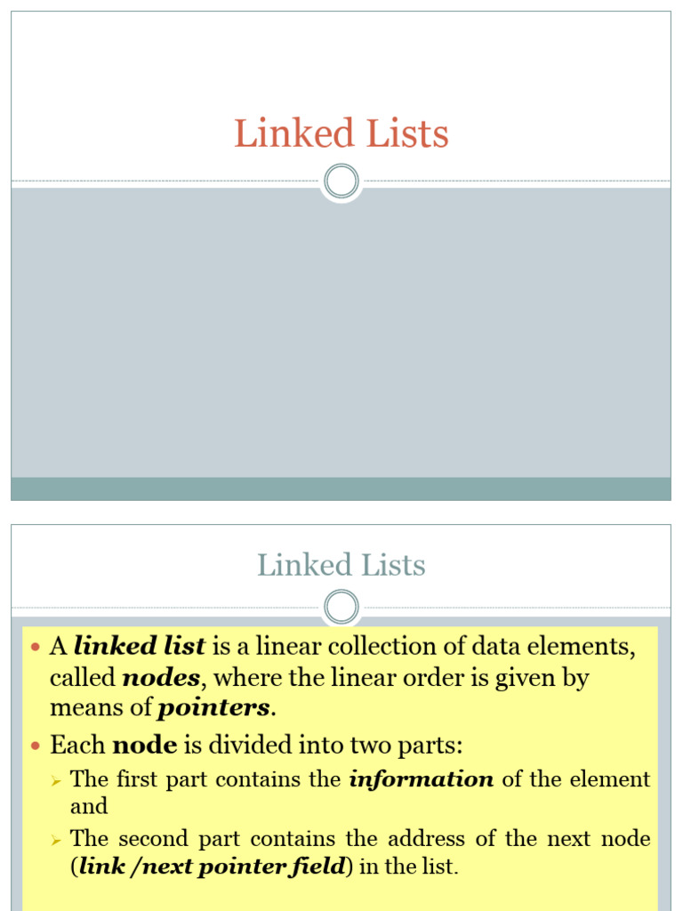 Linked Lists: Structure, Advantages, and Operations | PDF | Pointer ...