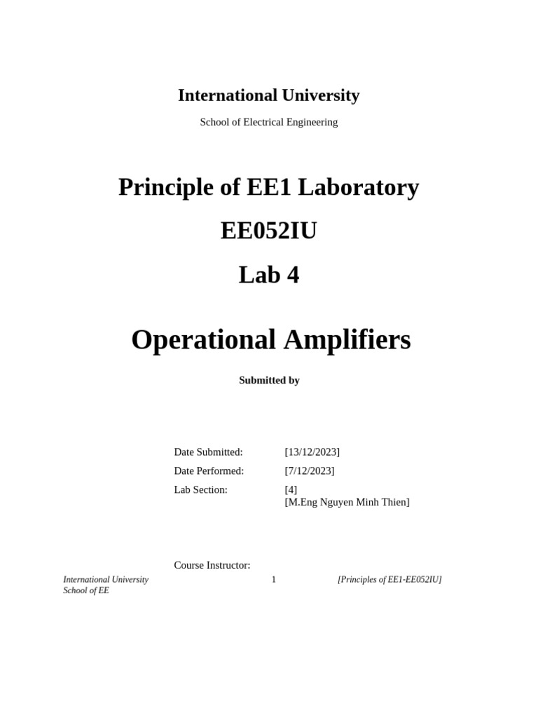 LAB4-EE1 | PDF | Operational Amplifier | Amplifier