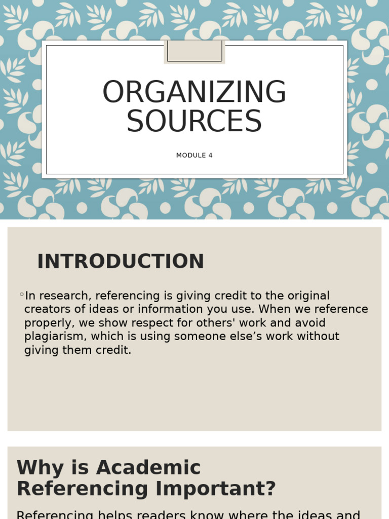 Module 4 Organizing Sources | PDF | Digital Object Identifier