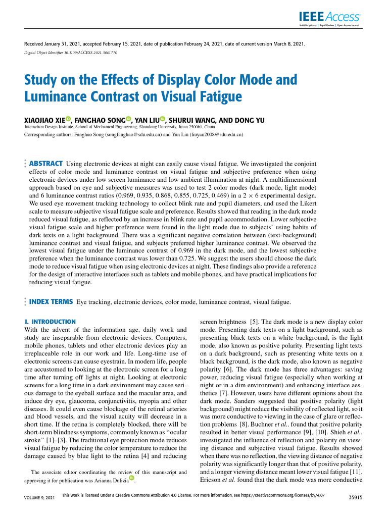 Study On The Effects of Display Color Mode and Luminance Contrast On ...