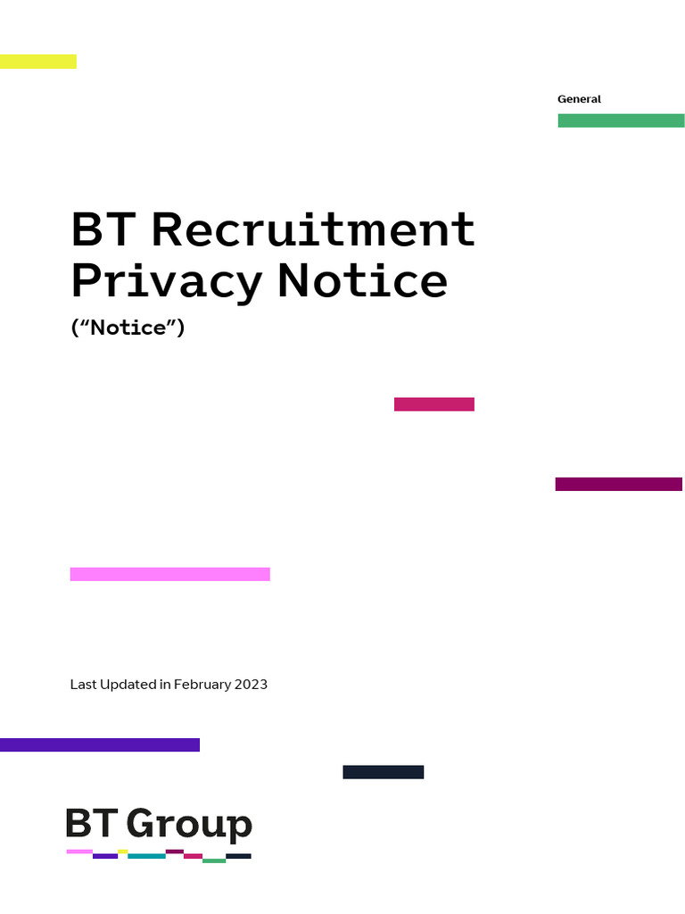 BT Recruitment Privacy Notice 2023 | PDF | Recruitment | Privacy