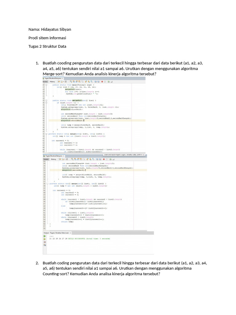 Pengurutan Data: Merge dan Counting Sort | PDF