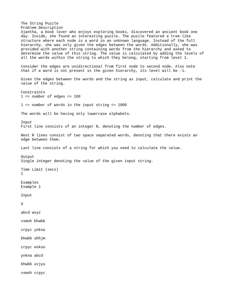 The String Puzzle Pdf Algorithms And Data Structures Computer 7247