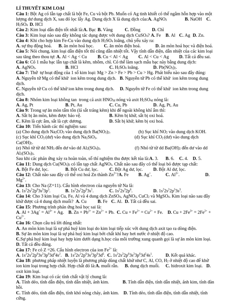 Li Thuyet Kim Lo I | PDF