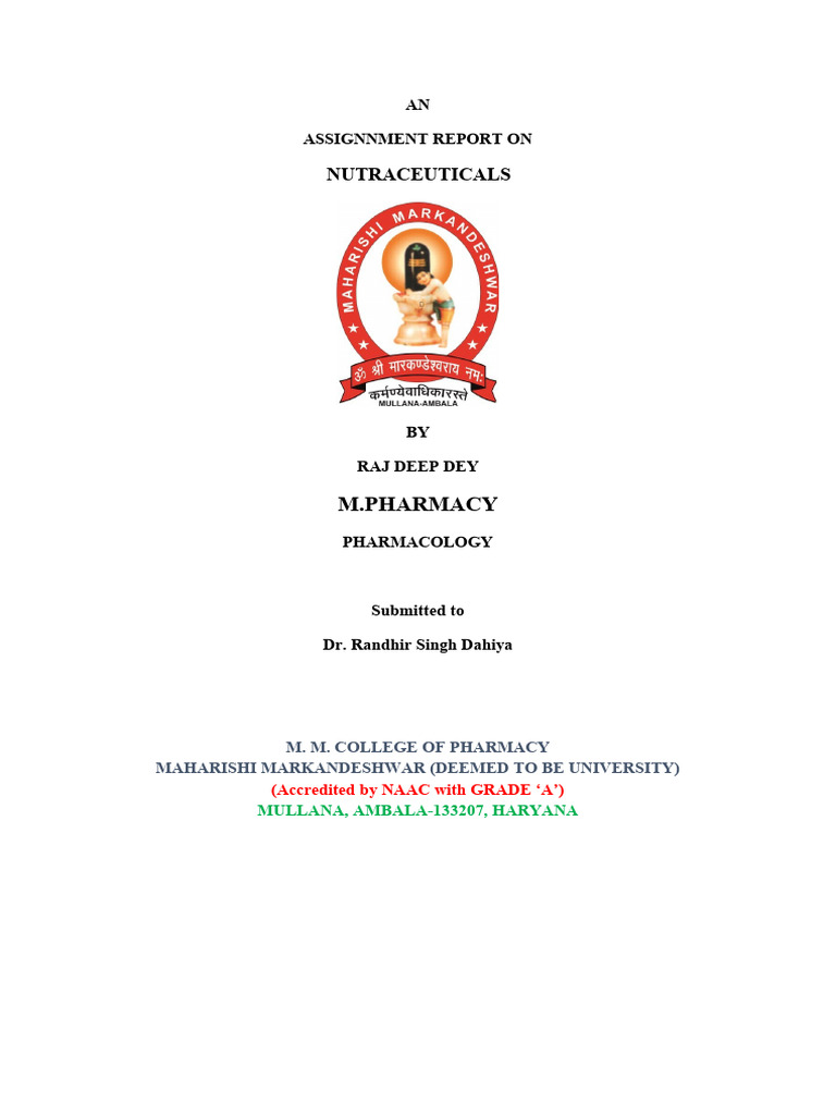 Nutraceuticals by Raj Deep Dey M Pharmac | PDF