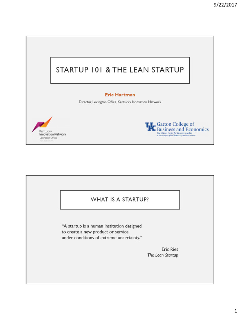 The Lean StartUp Presentation | PDF | Lean Startup | Startup Company