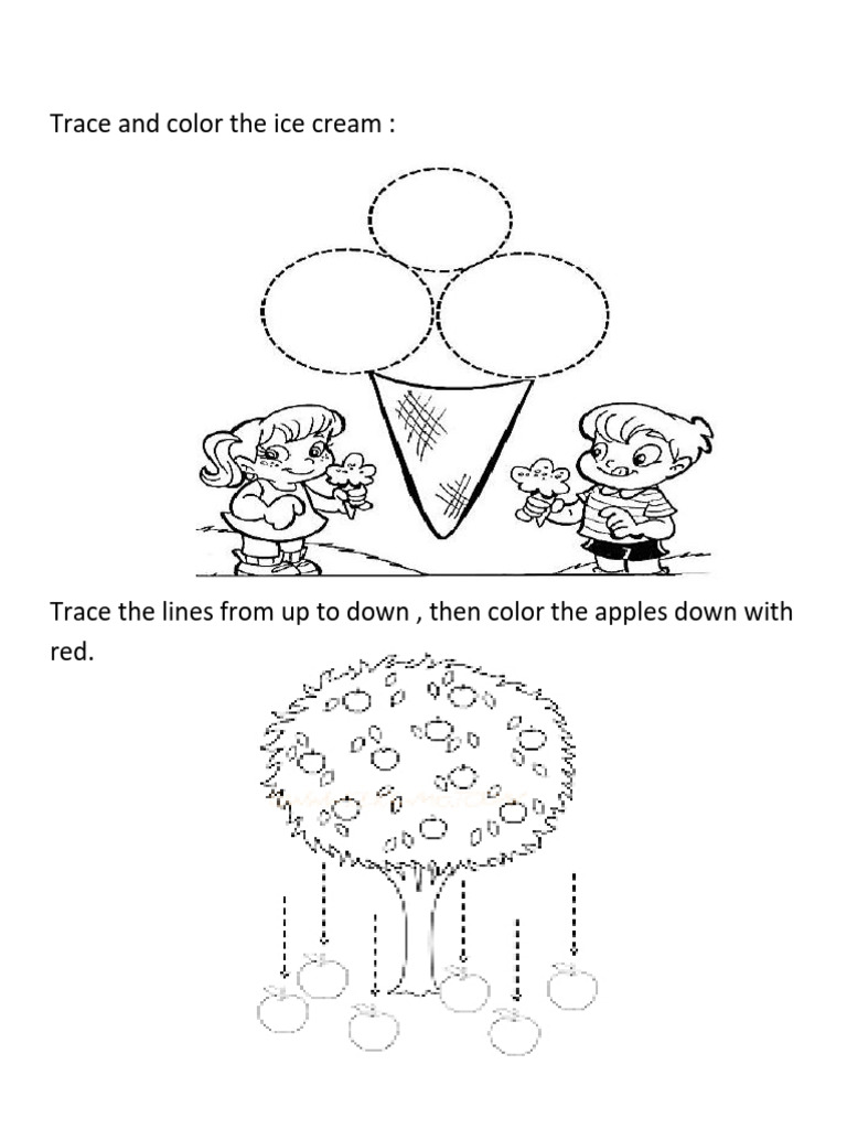 Ice Cream Tracing and Coloring Activity | PDF