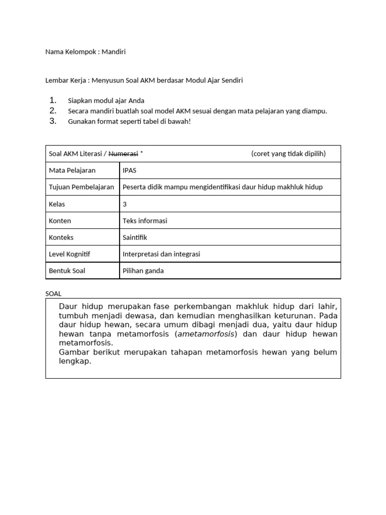 LK B3_02. Menyusun Soal AKM berdasar Modul Ajar Sendiri (2) | PDF