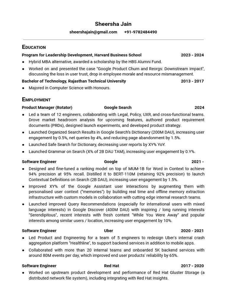 Sheersha's Resume | PDF | Information Technology | Computing