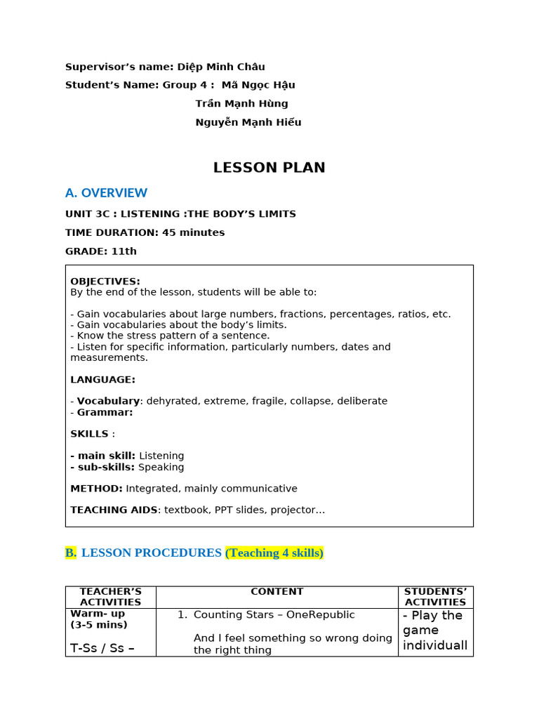 LESSON PLAN - GROUP 4 | PDF | Grammar | Linguistics