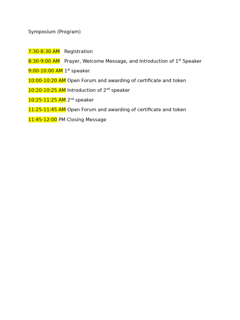 Symposium Agenda and Schedule | PDF