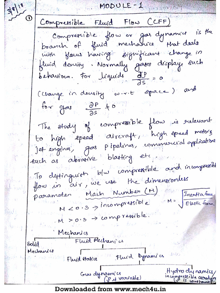 ME 409 Compressible Fluid Flow - Module 1 | PDF