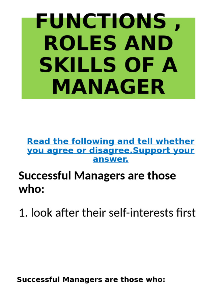 Functions, Roles, Skills of A Manager | PDF | Cognition | Communication