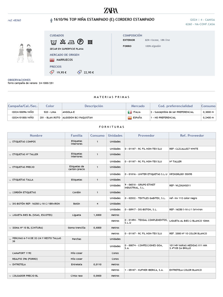 FichaArticulo_1610 | PDF | Softlines (venta minorista) | Moda