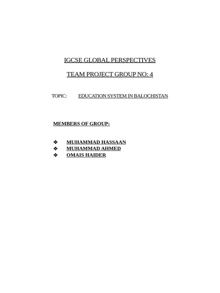 Igcse Global Perspective-Education System in Balochistan-20-11-2024 ...