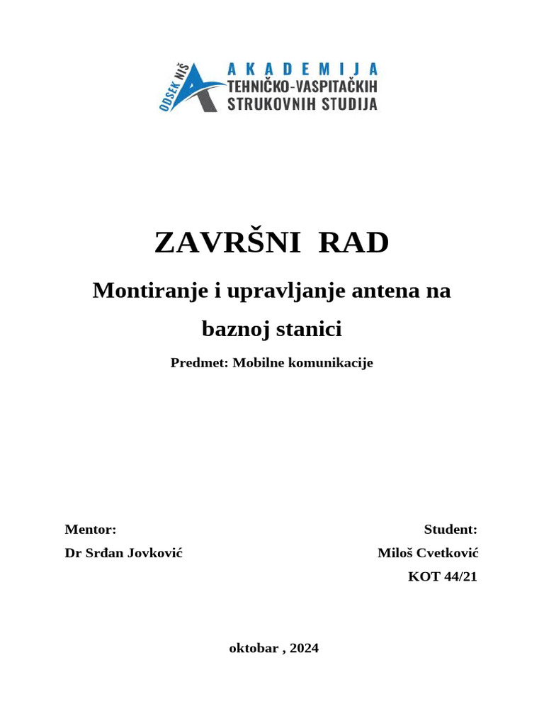 Milos Zavrsni Rad | PDF
