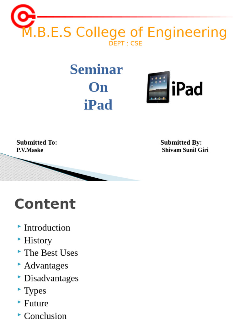 Comprehensive iPad Seminar Overview | PDF | I Pad | E Reader