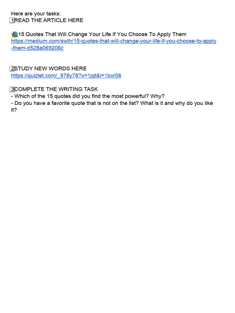 15 Quotes Lesson | PDF