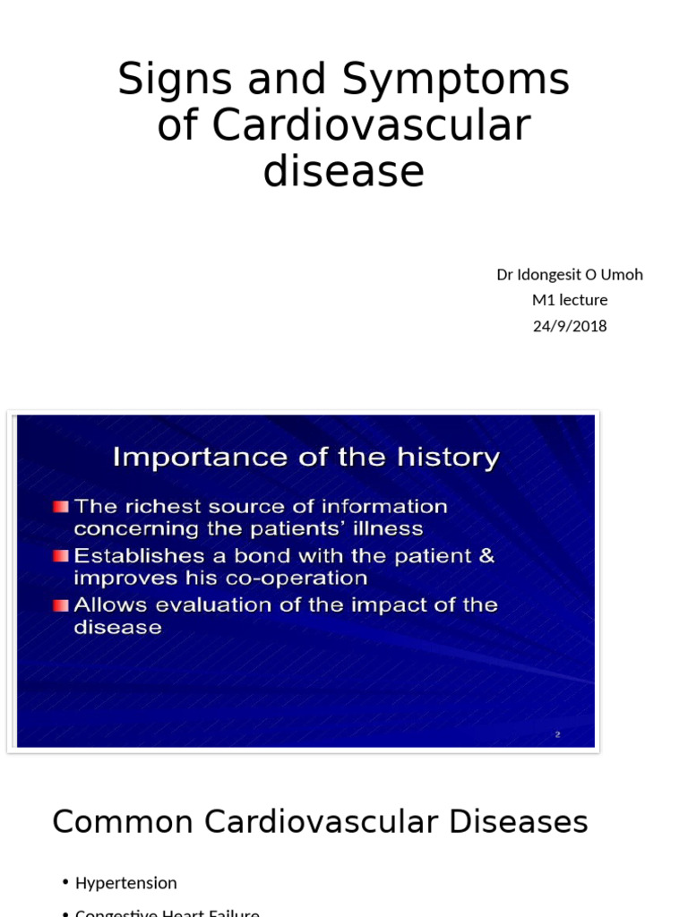 Signs and Symptoms of Cardiovascular Disease+I | PDF | Heart | Pulse