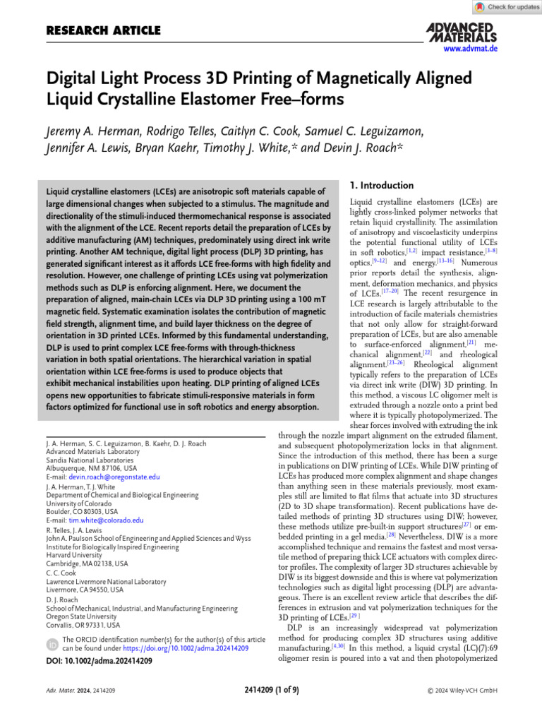 Advanced Materials - 2024 - Herman - Digital Light Process 3D Printing ...