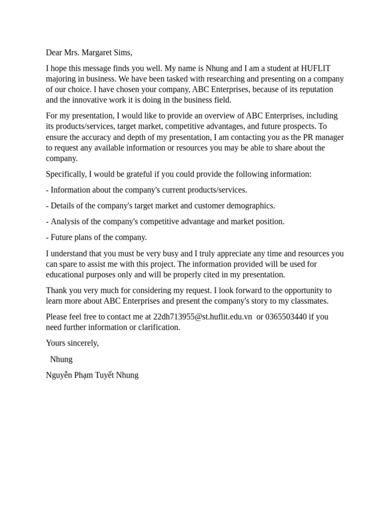 Request for ABC Enterprises Information | PDF