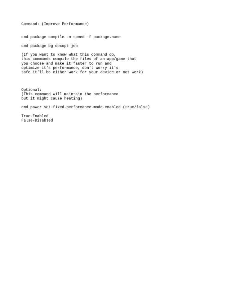 Improve Performance (Command ADB) | PDF