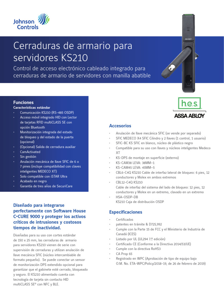 Assa Abloy KS210_ds_Spanish | PDF | Tecnología de información y comunicaciones | Redes de ...