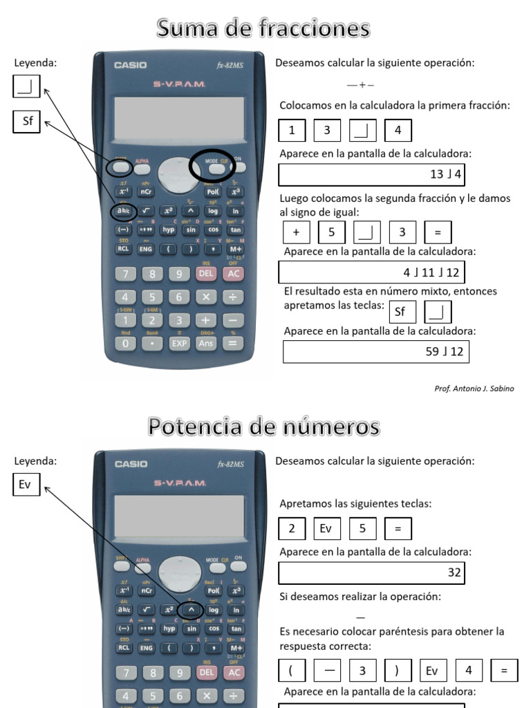 Operaciones en calculadora | PDF