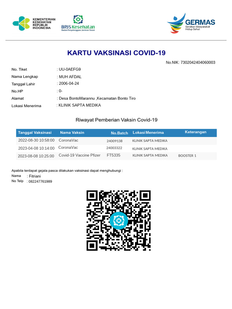 Riwayat Vaksin - Muh Afdal | PDF