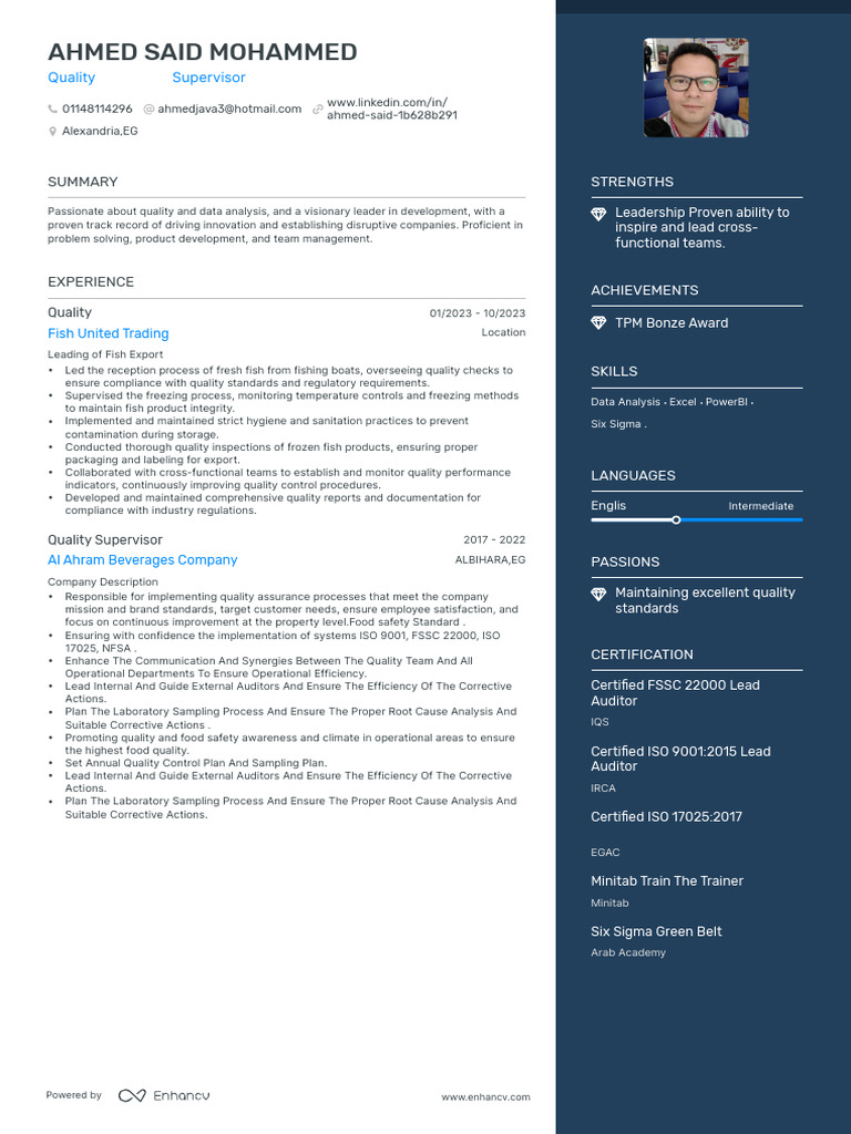 Ahmed Said Mohammed Resume | PDF | Audit | Iso 9000