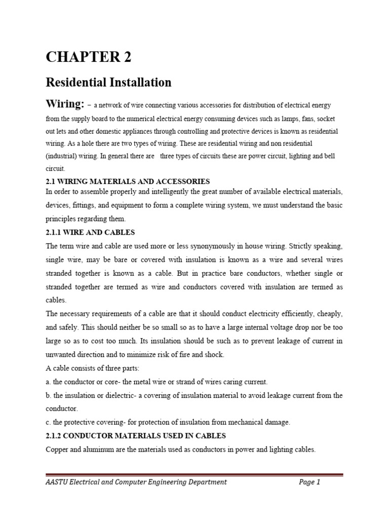 Chapter 2 Residential Installation | PDF | Electrical Wiring | Fuse ...