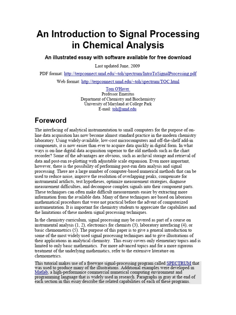Intro to Signal Processing | PDF | Signal To Noise Ratio | Absorption Spectroscopy