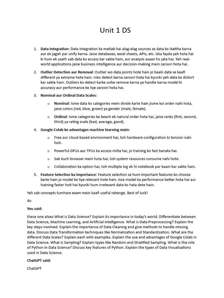 Unit 1 DS | PDF | Machine Learning | Data Science Unit 1 DS | PDF | Machine Learning | Data Science