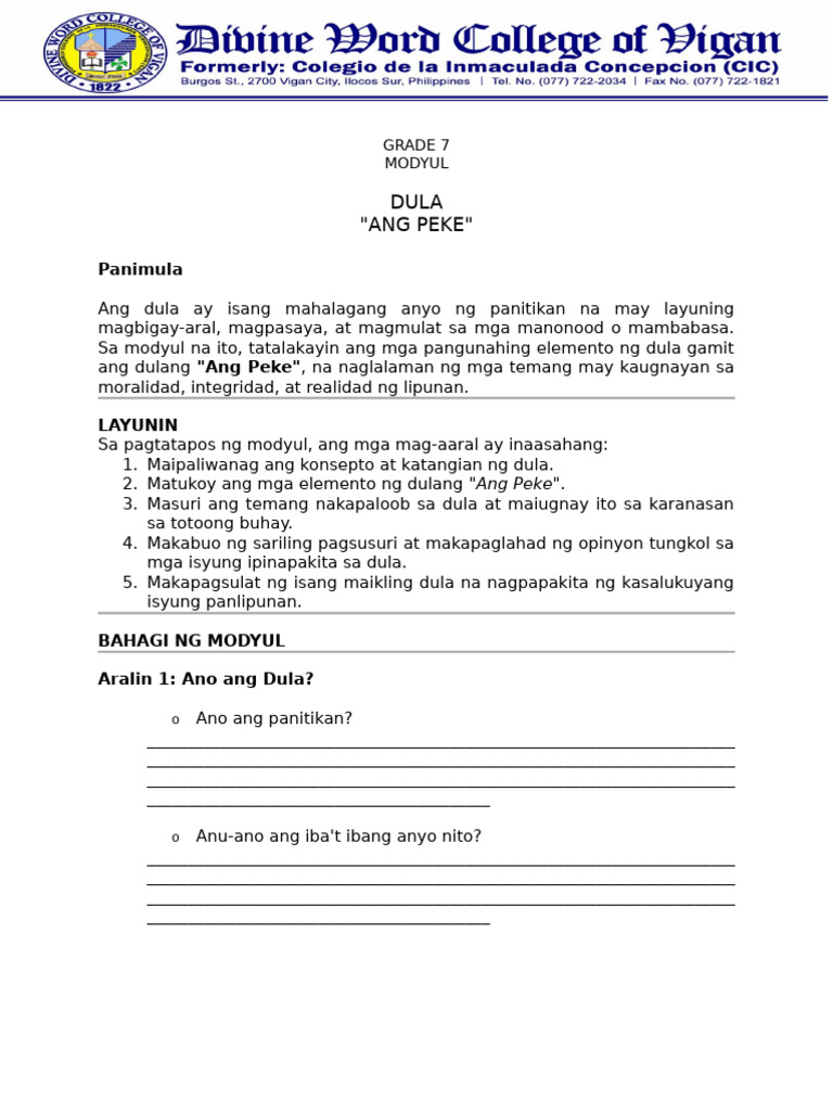 Grade 7 Modyul Dula | PDF