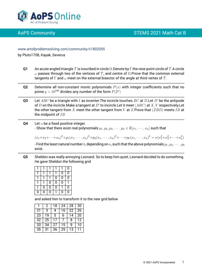 STEMS 2021 Math Competition Problems | PDF | Triangle | Elementary Geometry