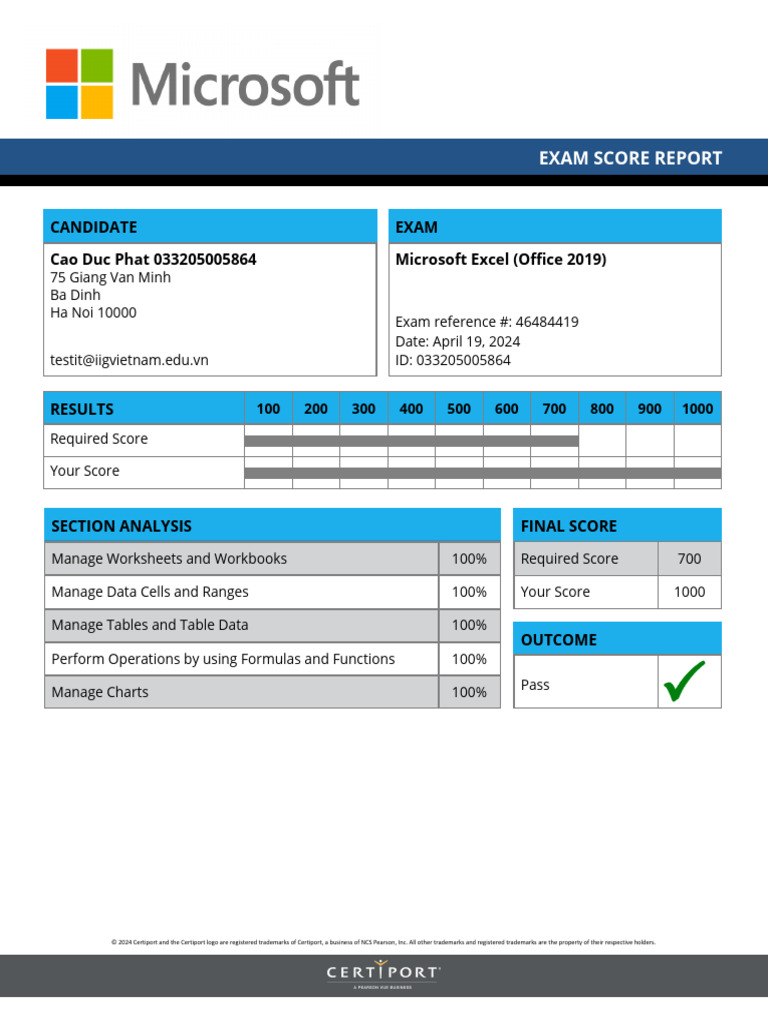 Microsoft Excel Exam Score Report | PDF | Spreadsheet Software