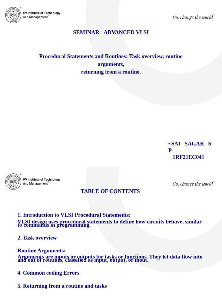 Advanced VLSI Procedural Statements | PDF | Parameter (Computer Programming) | Software Development