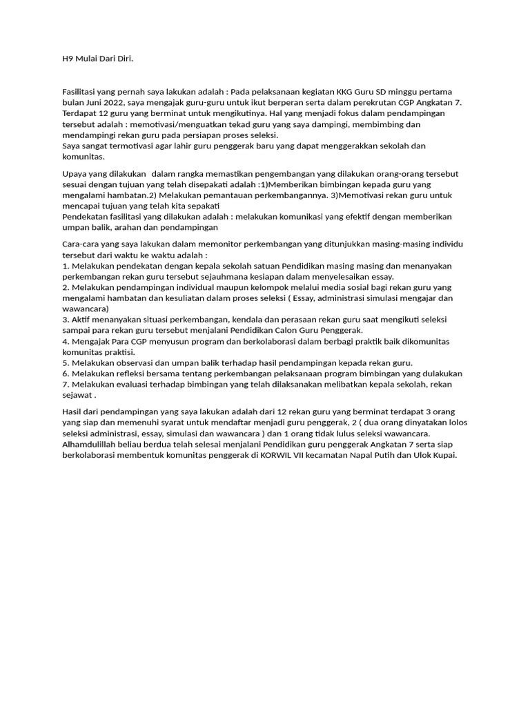 H9 Mulai Dari Diri | PDF