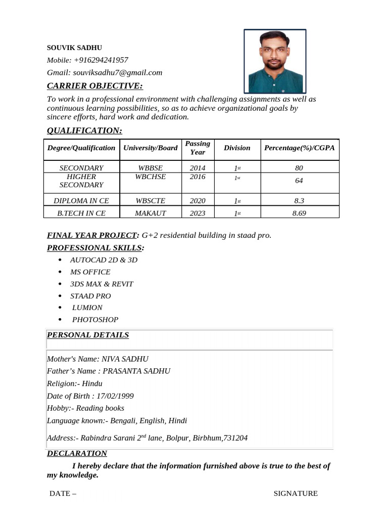 Souvik Sadhu Resume (2) 11 | PDF
