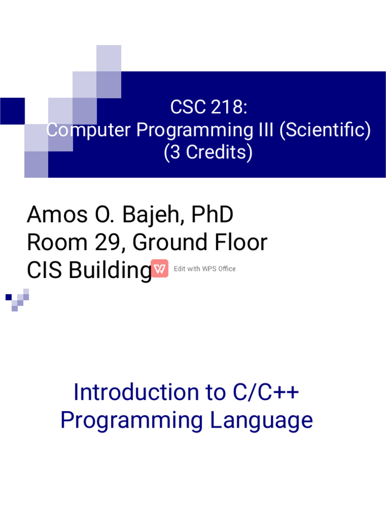 CSC 218 Lecture Slides [Intro to C++]-1 | PDF | C (Programming Language) | Integer (Computer ...
