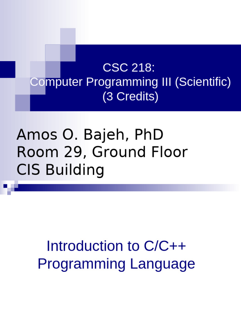 CSC 218 Lecture Slides [Intro to C++] | PDF | C (Programming Language) | Integer (Computer Science)