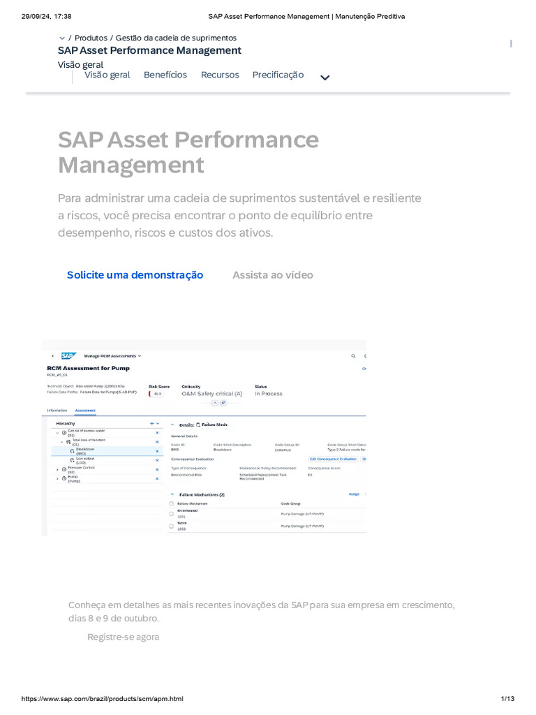SAP Asset Performance Management _ Manutenção Preditiva | PDF | Cadeia ...