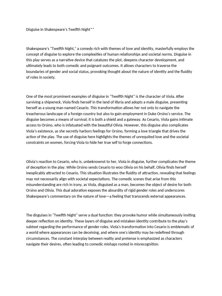 literature study guide | PDF | Twelfth Night
