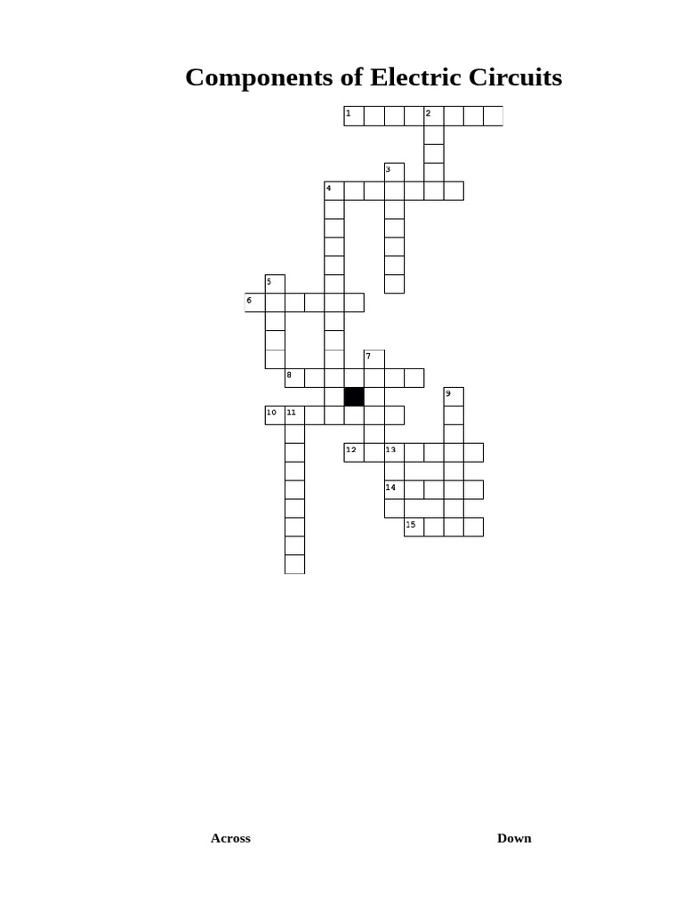 КРОССВОРД_РАЗДАЧА_Components of Electric Circuits.docx | PDF