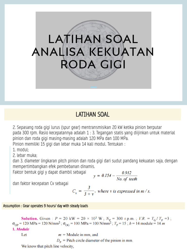 Latihan Soal - Analisa Kekuatan Roda Gigi | PDF