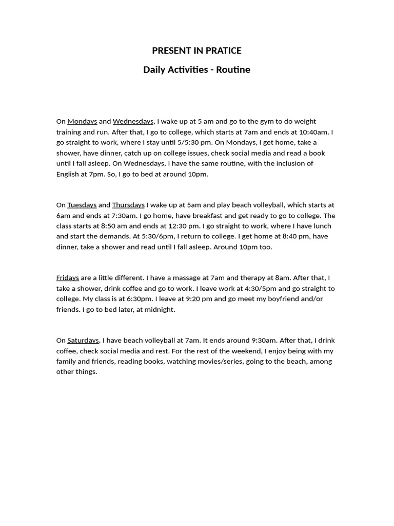 Daily Activities | PDF