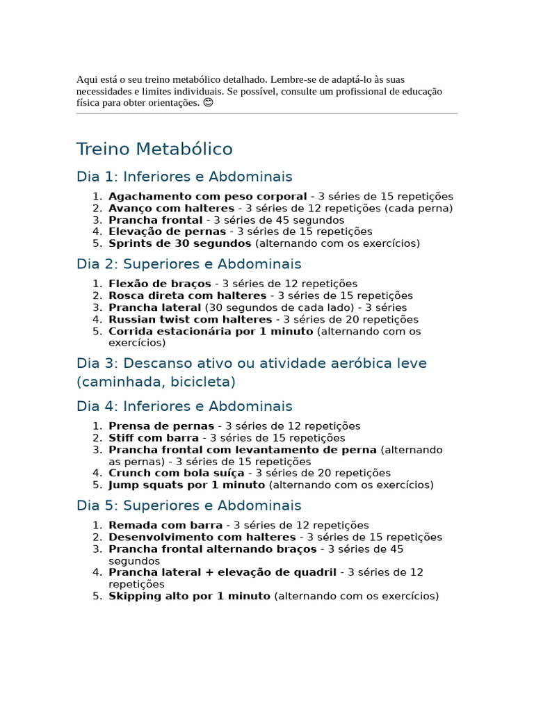 Protocolo de Treino Lety | PDF