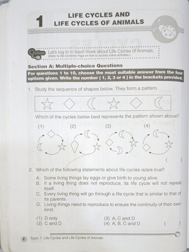 Life Cycle of animals ( MCQs and OEQs) | PDF