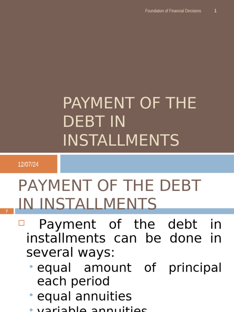 Payments of The Debt in Installments | PDF | Debt | Interest